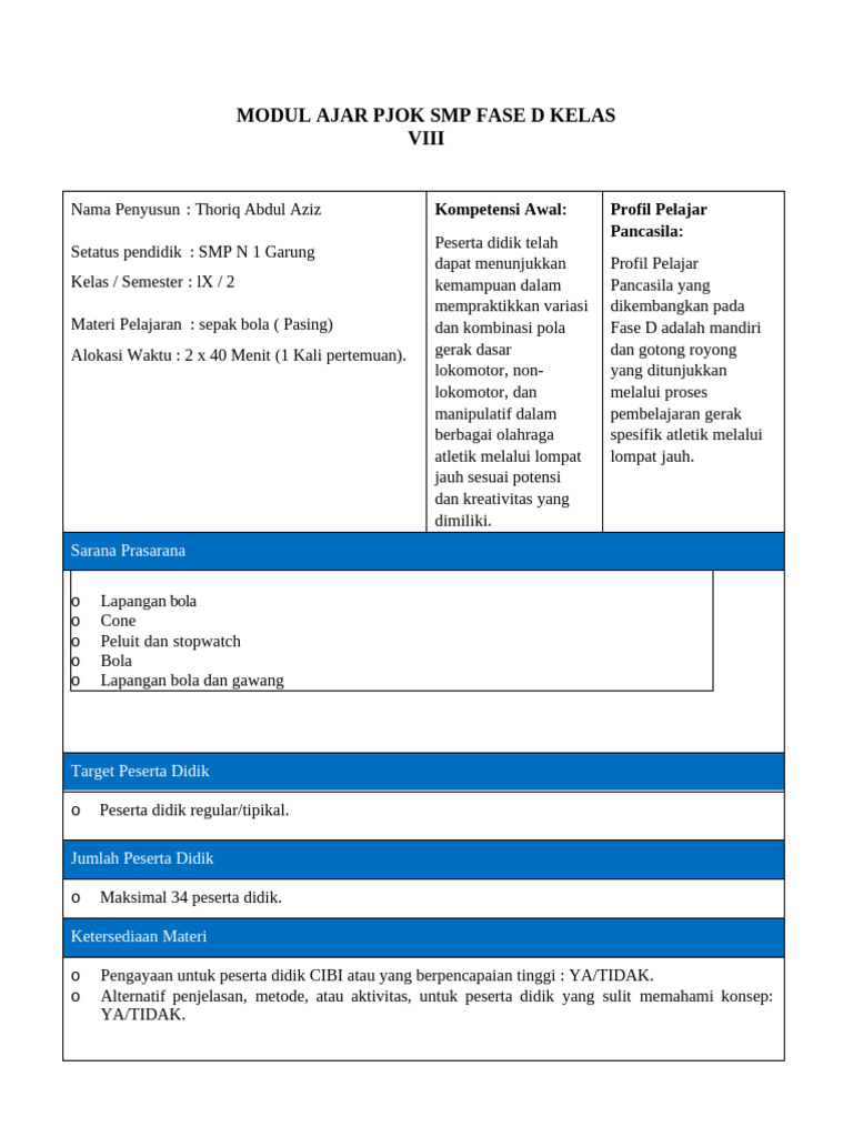 Modul Ajar Volly Adib Salinan | PDF