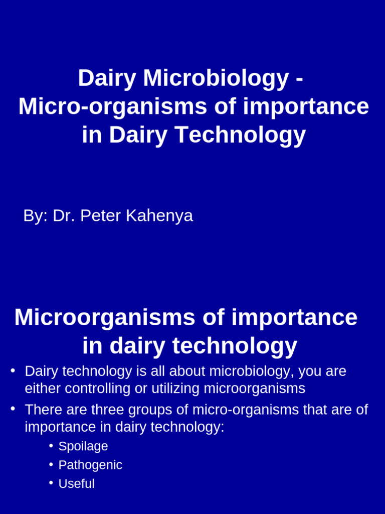 Lesson 1 - Dairy Microbiology | PDF | Microorganism | Dairy Products