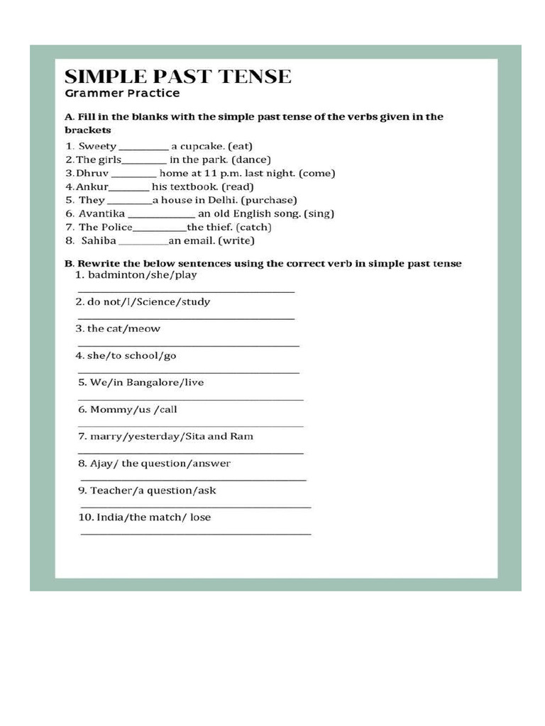 Soal Simple Past Tense 1 | PDF