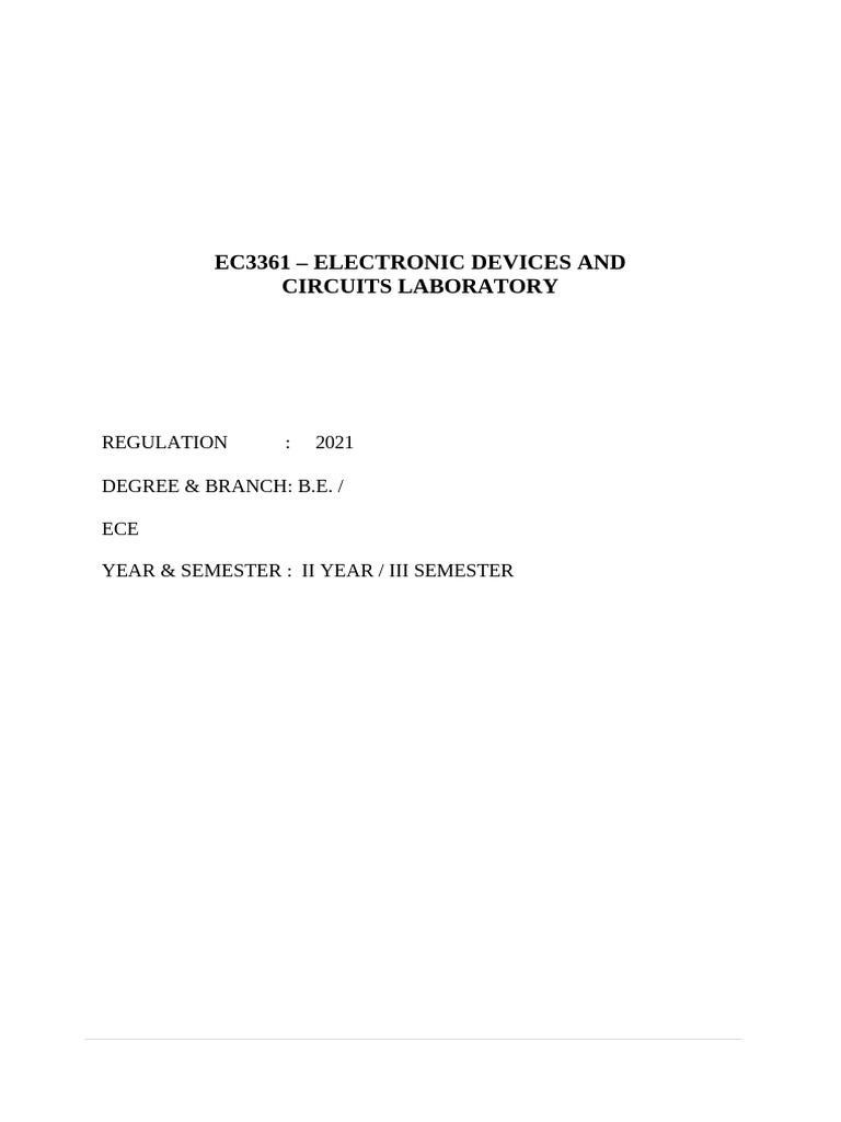 Edc Lab Manual | PDF | Field Effect Transistor | Rectifier