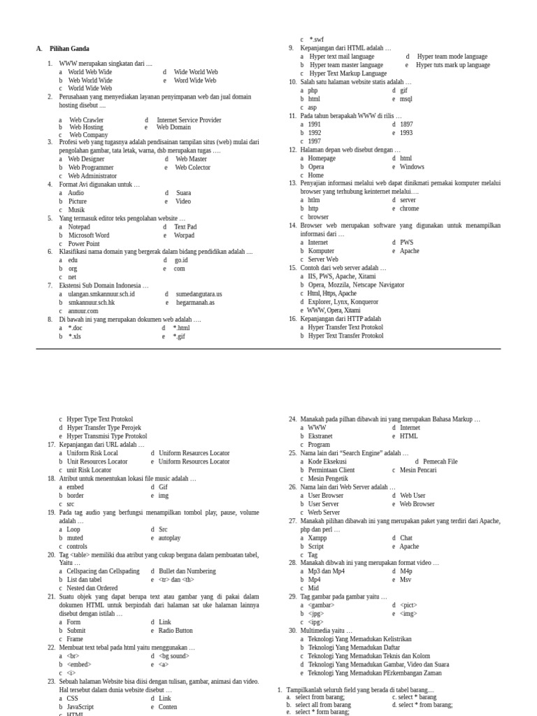 Kisi2 Soal RPL | PDF
