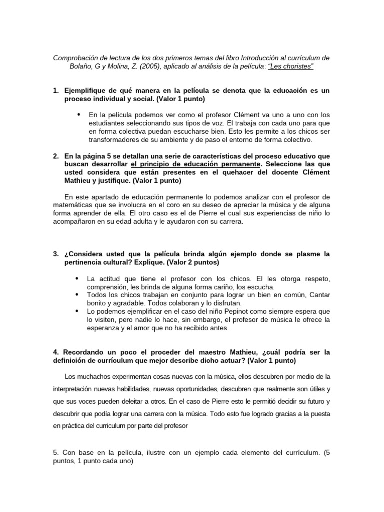 Analyse Du Film Les Choristes | PDF | Plan de estudios | Maestros