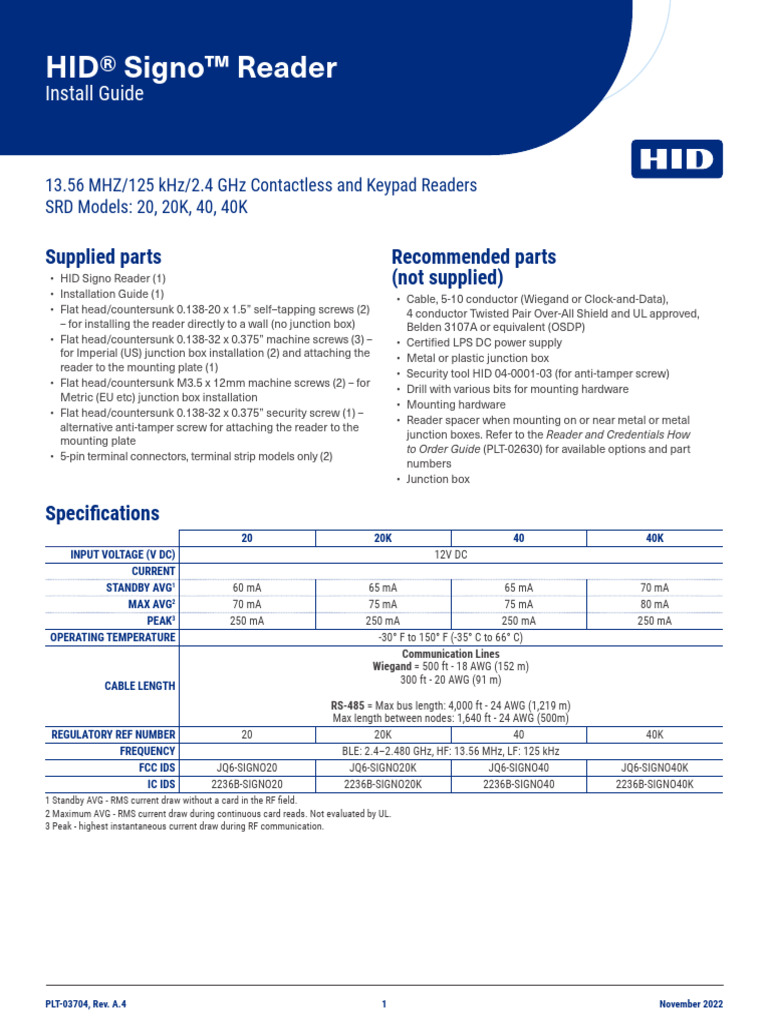 plt-03704-a.3-hid-signo-installation-guide-en-fr_de-sp-ru-pt-it-ze-jp-ko | PDF | Manufactured ...
