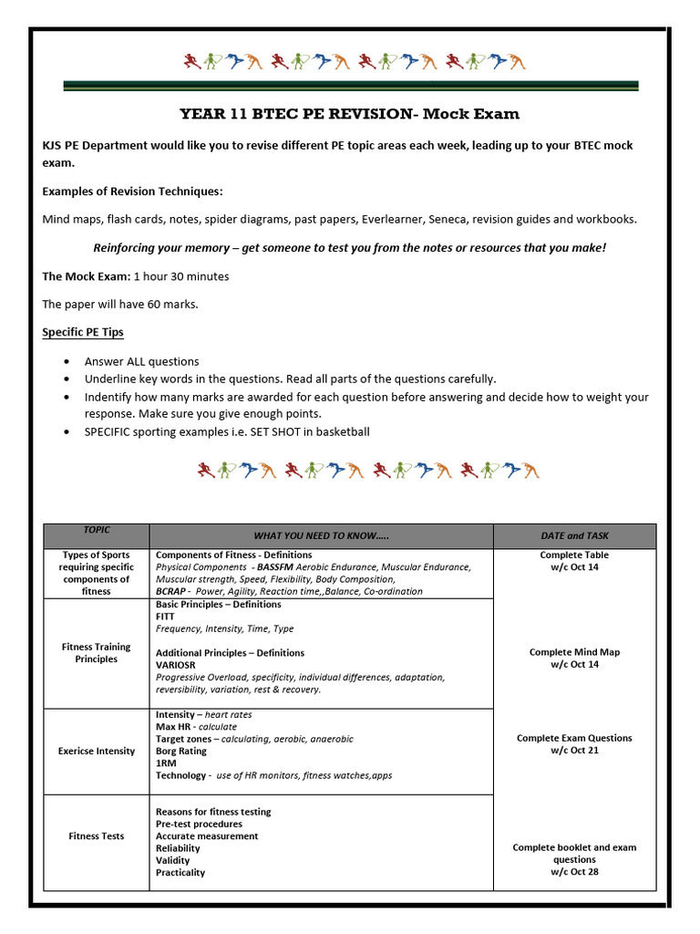 Year 11 Btec Revision Timetable | PDF | Physical Fitness | Motivation