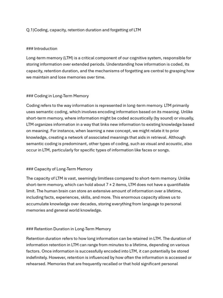 COGNITION LTM | PDF | Memory | Long Term Memory COGNITION LTM | PDF | Memory | Long Term Memory