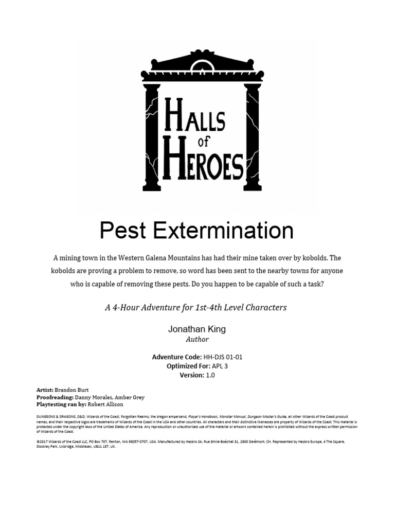HH-DJS01-01 Pest Extermination | PDF | Wizards Of The Coast | Dungeons ...