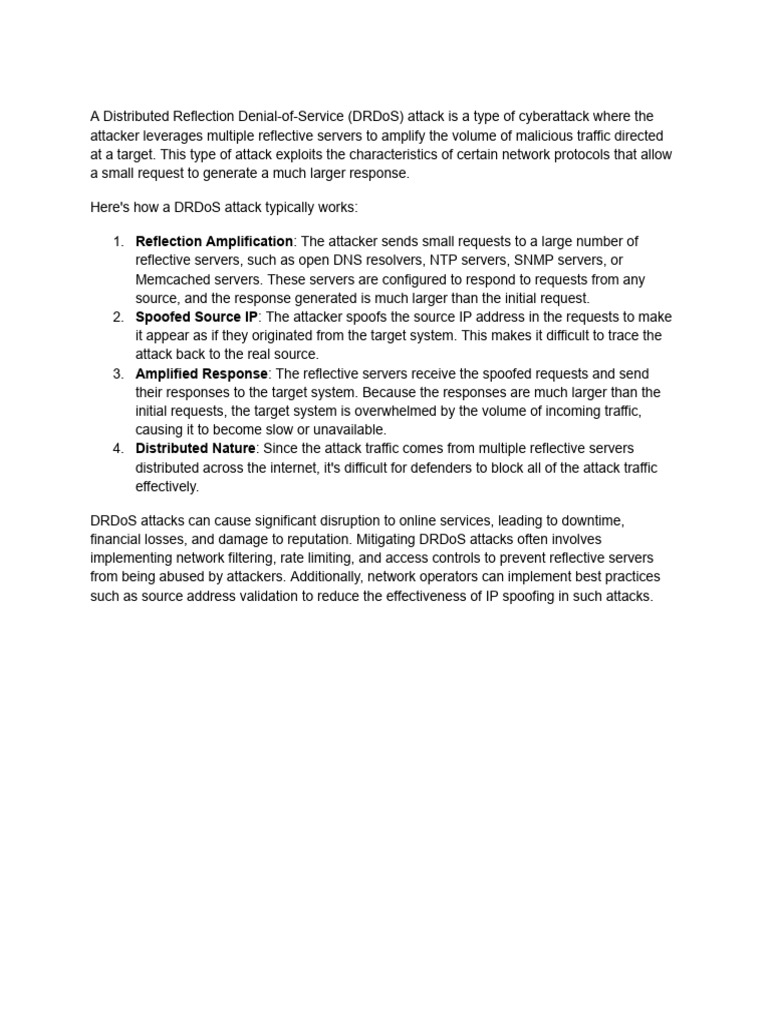 _Distributed Reflection Denial-of-Service (DRDoS) | PDF