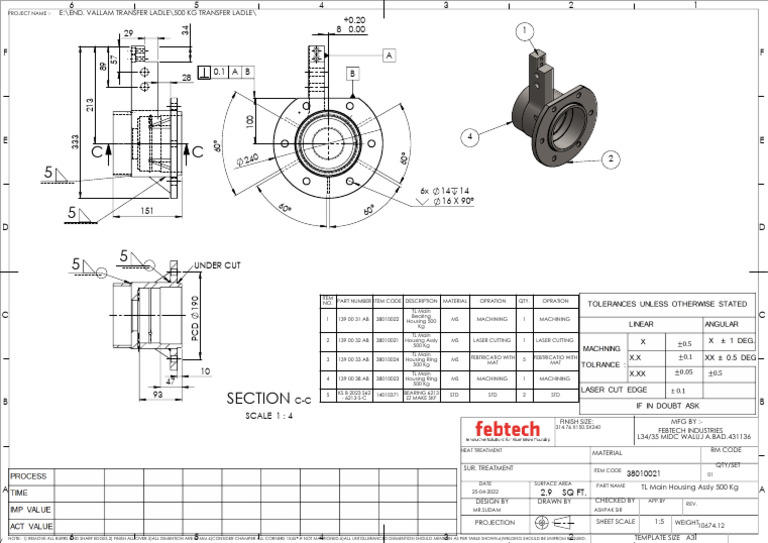 38010021 TL Main Housing Assly 500 Kg | PDF | Materials | Industrial ...