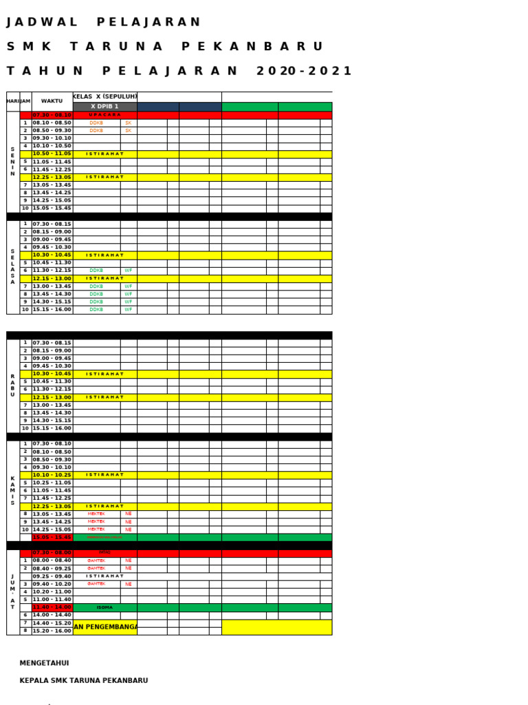 Final Jadwal Dpib Tp 20202021 | PDF