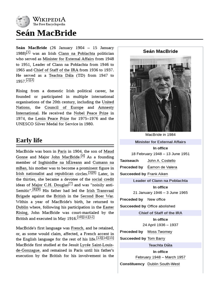 Seán_MacBride | PDF | Irish Republicanism | Republic Of Ireland