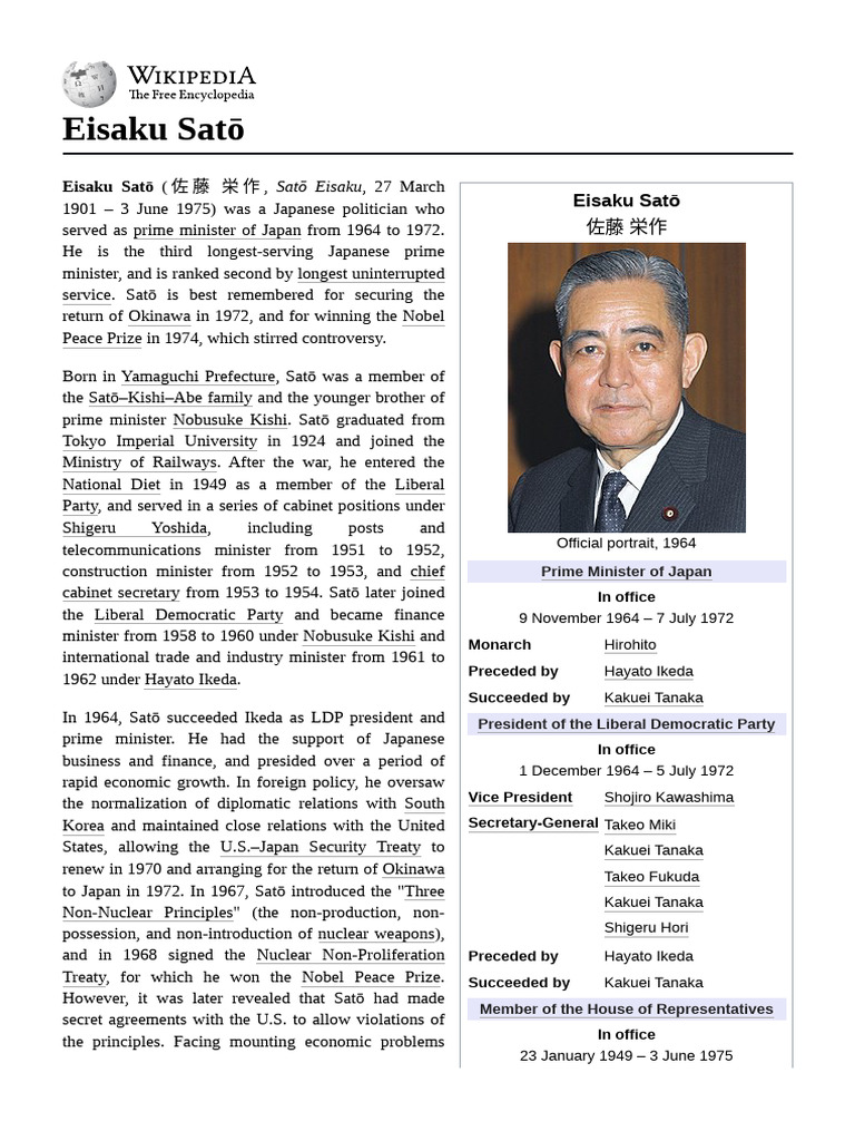 Eisaku_Satō | PDF | Japan