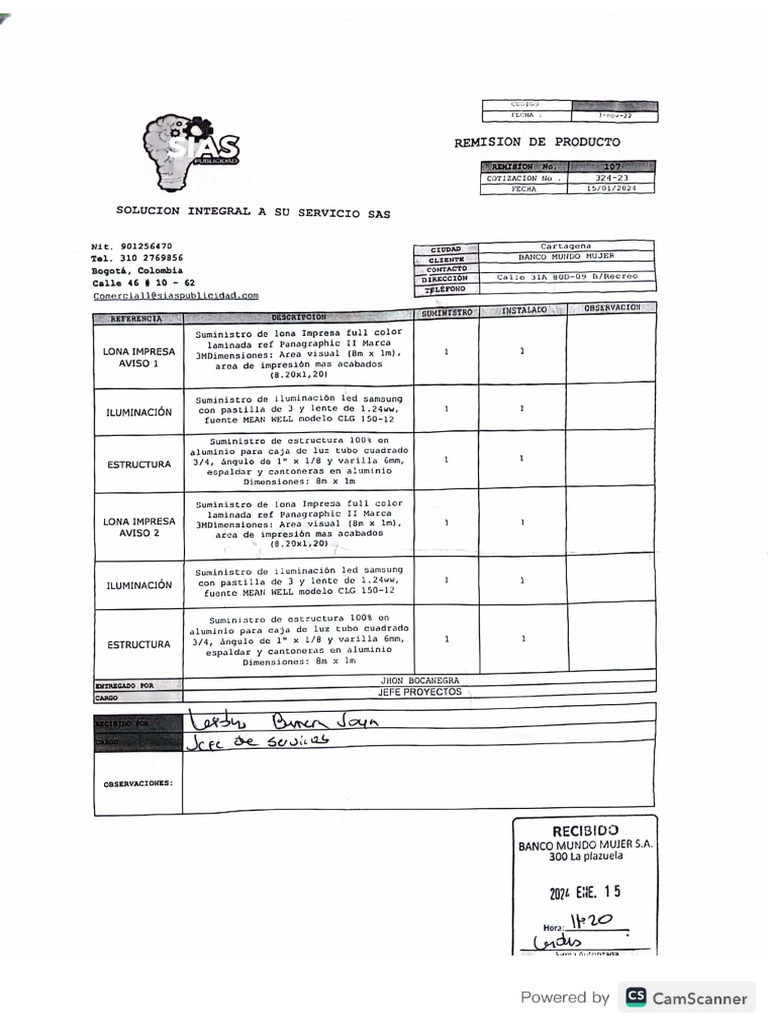 001 Remision BMM Cartagena | PDF