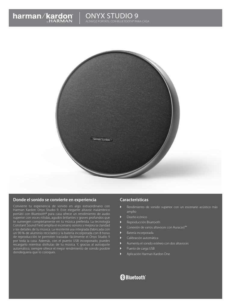 Especificaciones Harman Kardon Onyx 9 | PDF | Altoparlante | USB