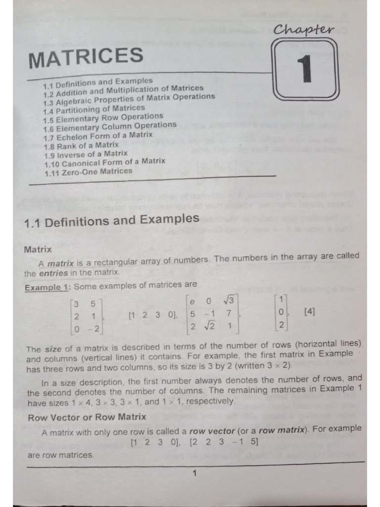 Chap 1 Linear Algebra | PDF