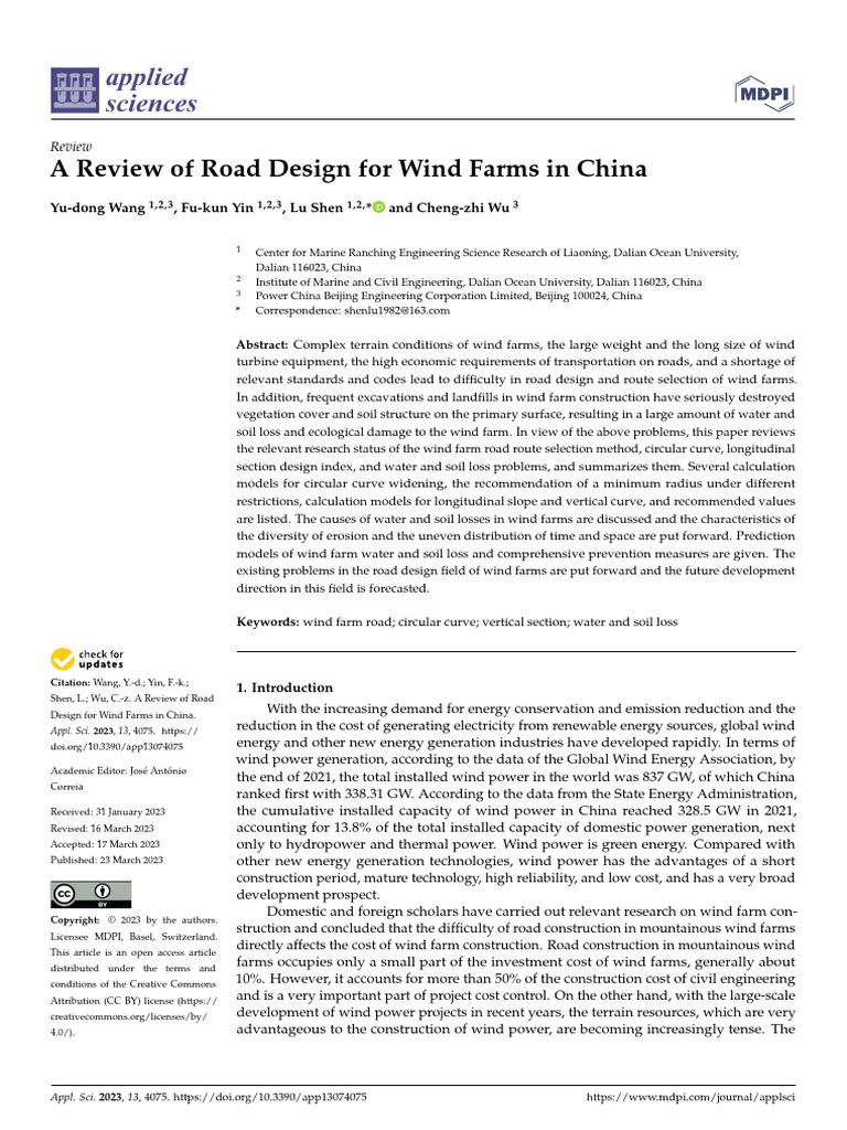 A Review of Road Design For Wind Farms in China | PDF | Surveying ...