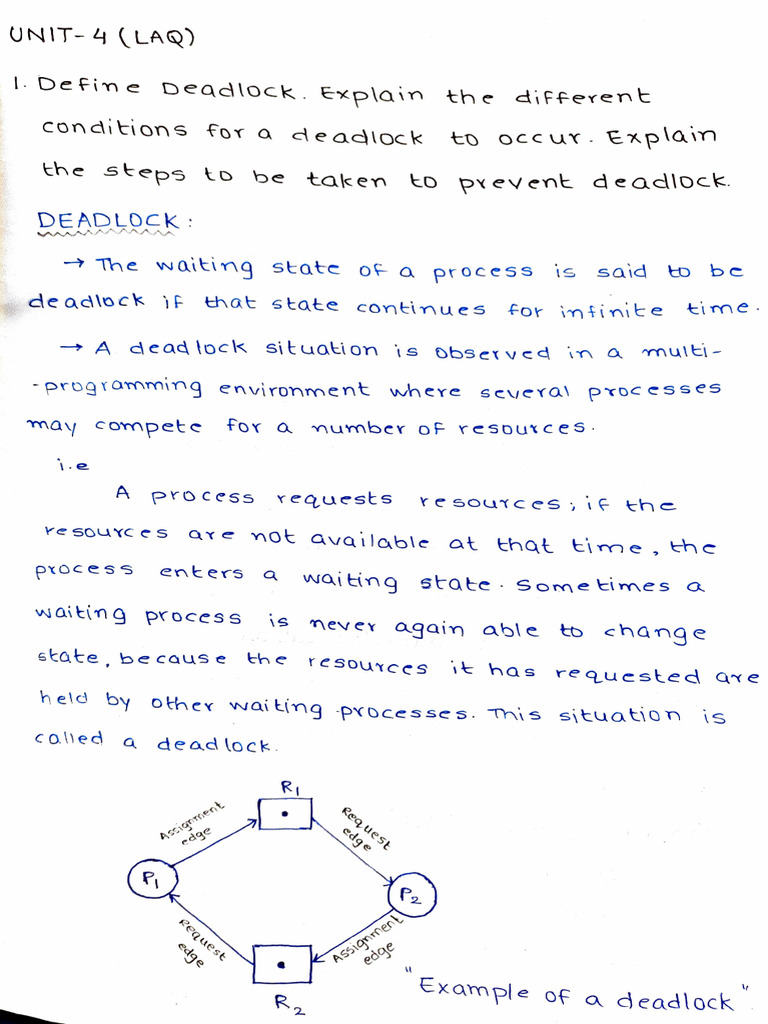 Deadlock - Handwritten simple answer | PDF
