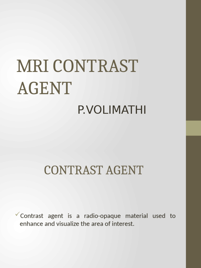 MRI Contrast Media Classification | PDF | Magnetic Resonance Imaging ...