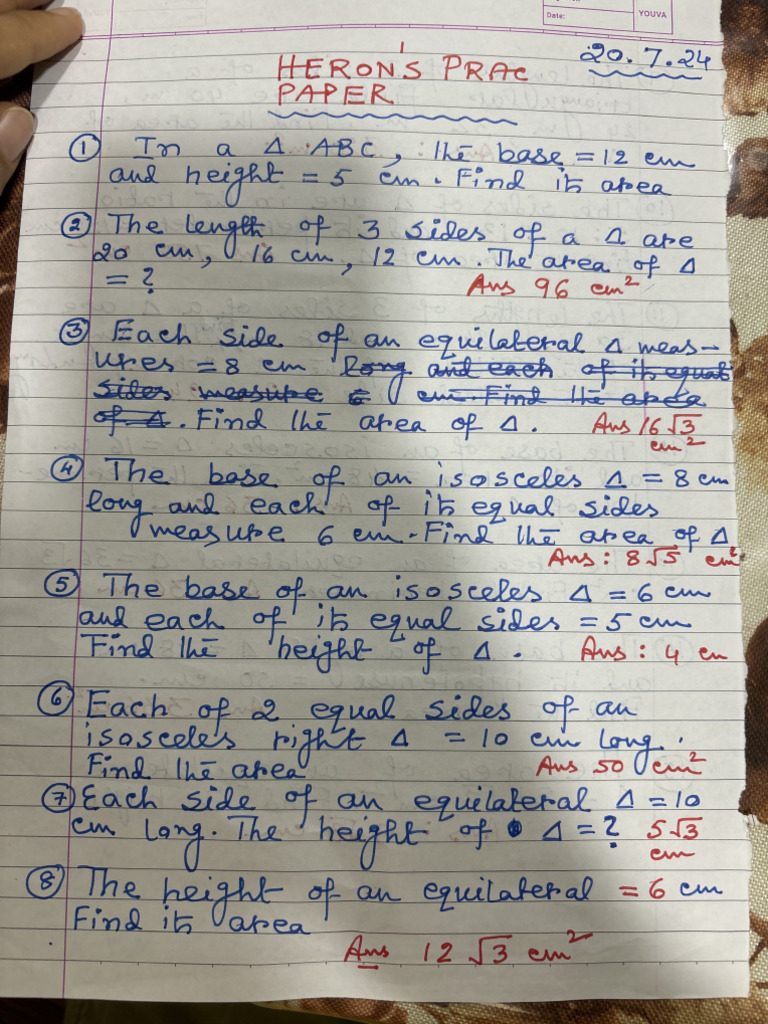 Heron's Practice Paper | PDF