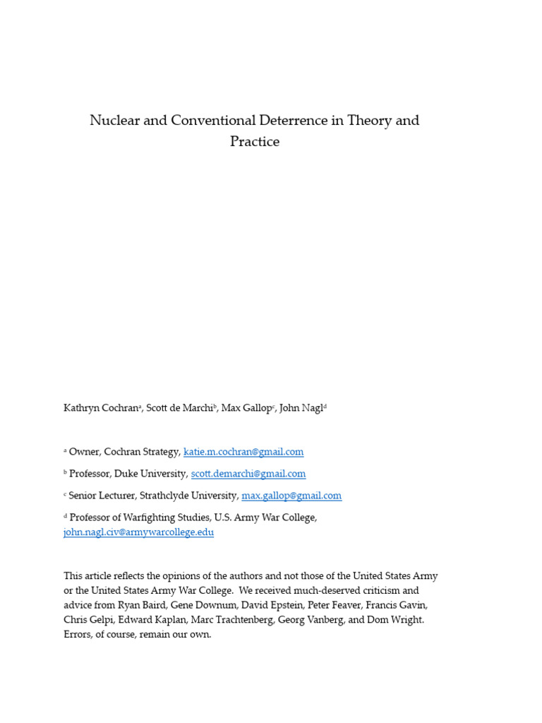 Nuclear Paper 2.51 | PDF | Deterrence Theory | Crime & Violence