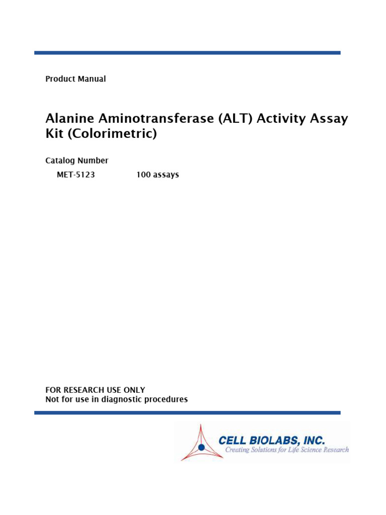 ALAT_(Cell Biolabs) | PDF | Alanine Transaminase | Transaminase