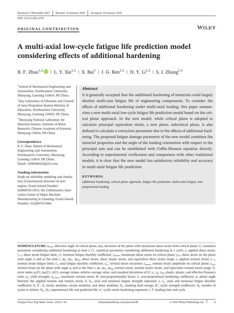 A_Multiaxial_Low_Cycle_Fatigue_Life_Pred | PDF | Fatigue (Material) | Strength Of Materials
