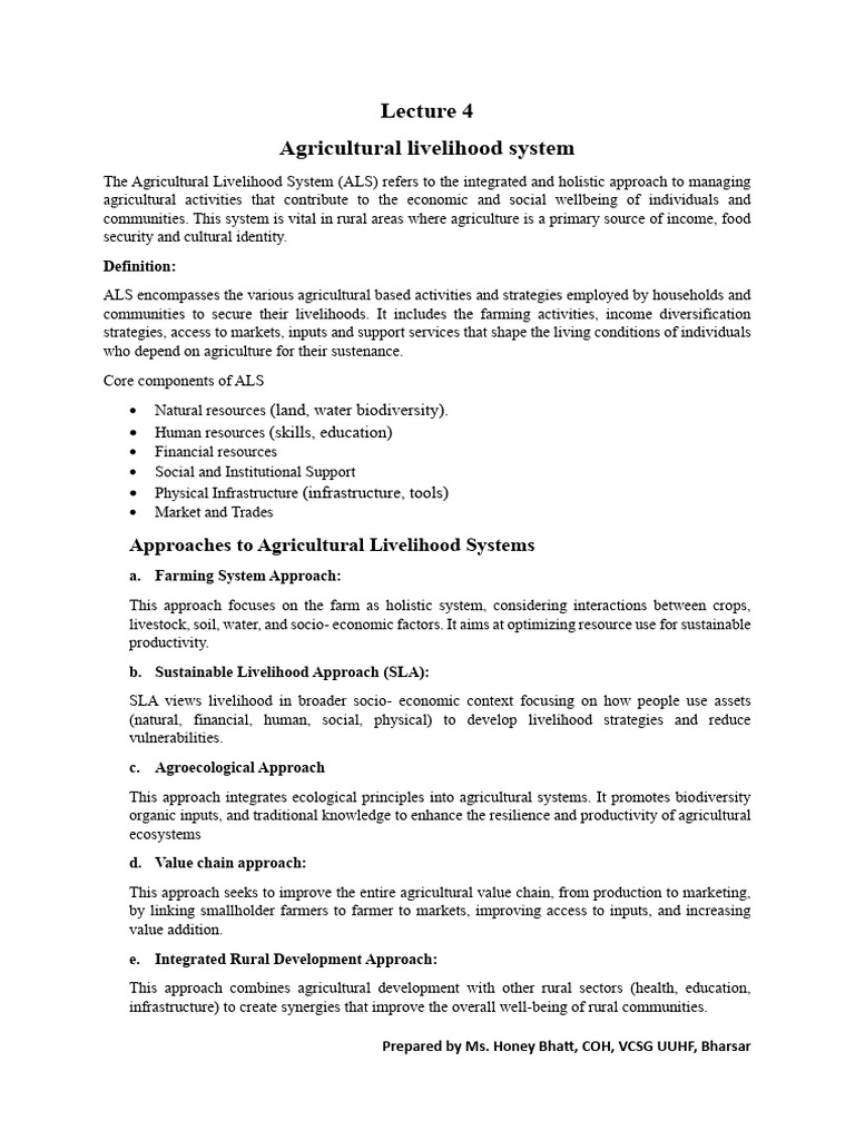 Lecture 4 Agriculture Livelihood System | PDF | Agriculture | Climate ...