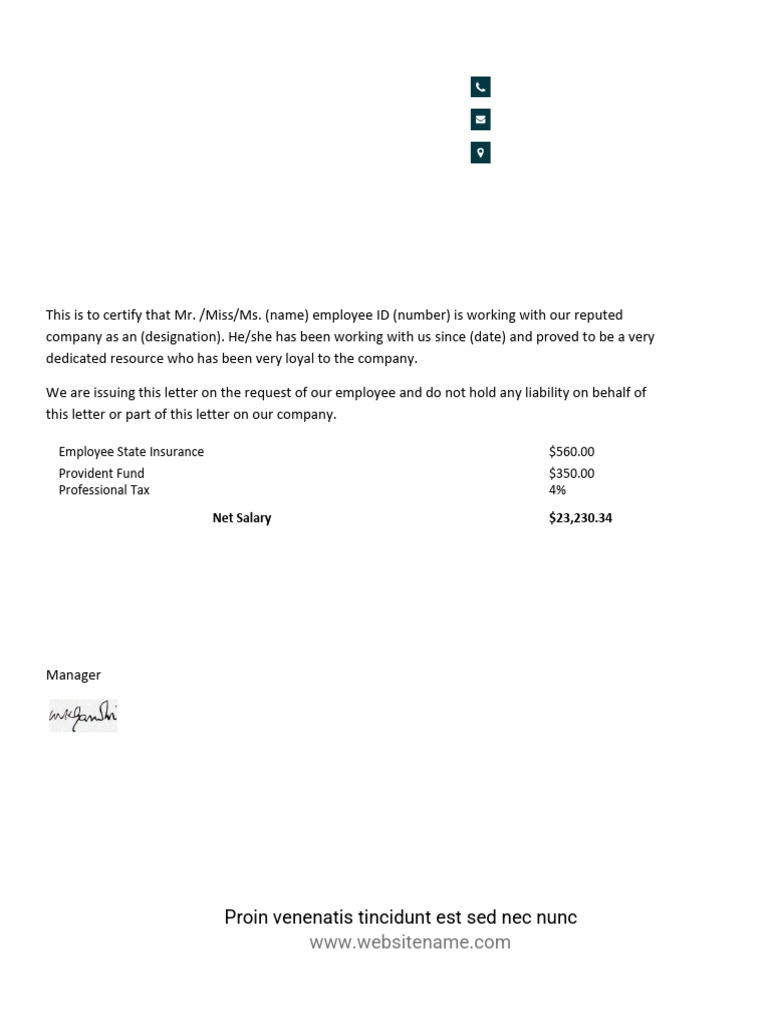 Annual Salary Certificate Template 2c111 | PDF