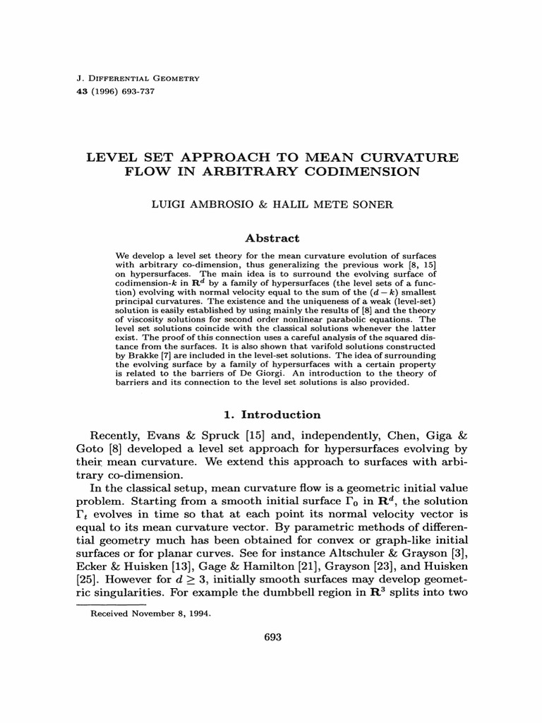 level set | PDF | Curvature | Eigenvalues And Eigenvectors