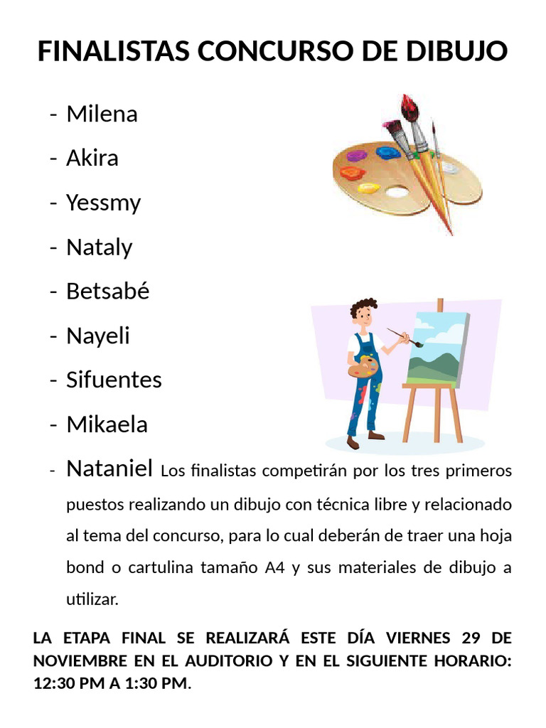 Finalistas Concurso de Dibujo 2023 | PDF