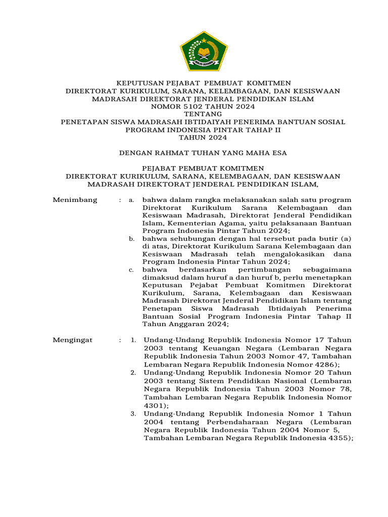 SK PIP 2024 Tahap II Jenjang MI | PDF