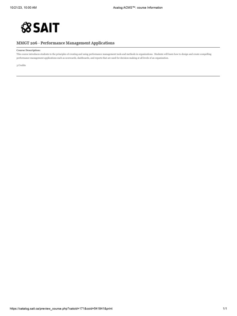 MMGT 206 - Performance Management Applications | PDF