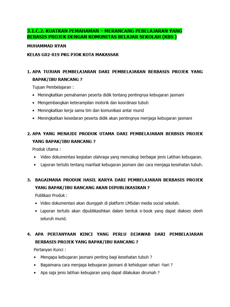 Tugas Modul 3.1.C.2. Kuatkan Pemahaman (Muhammad Ryan) | PDF