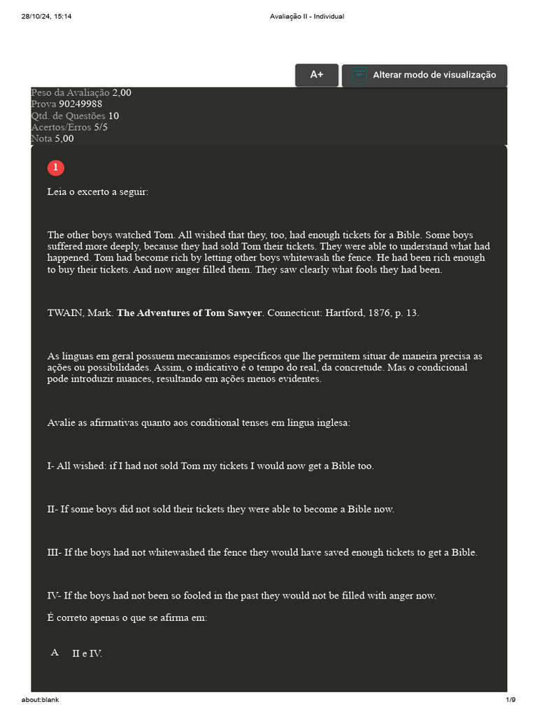 Conditional Tenses Evaluation Document | PDF