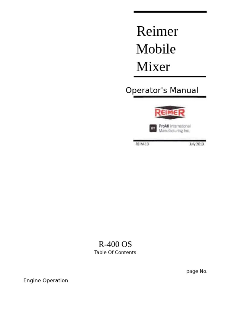 Operators-Manual-R-400-Model REIMER PDF | PDF | Switch | Valve