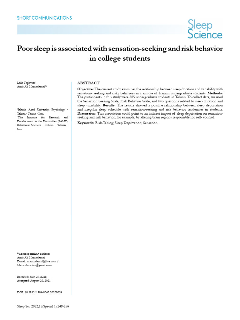 1984-0063.20220024 | PDF | Sleep Deprivation | Sleep