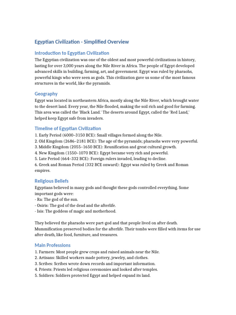 Egyptian_Civilization_Simplified | PDF | Ancient Egypt | Ancient ...