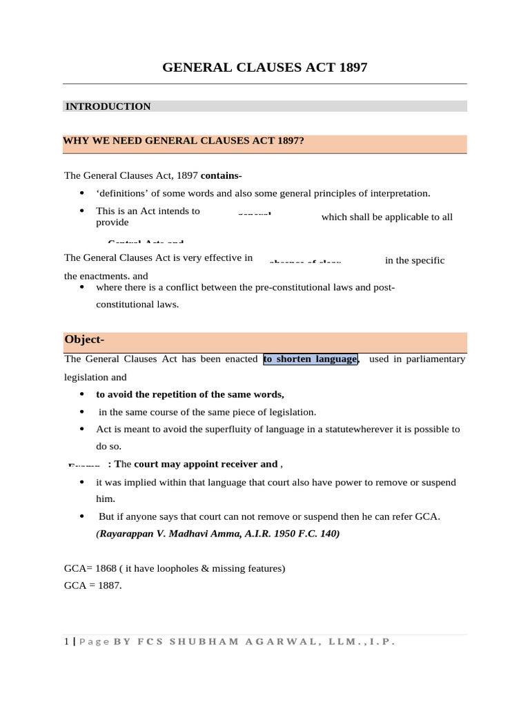 GCA_NOTES | PDF | Bill (Law) | Repeal