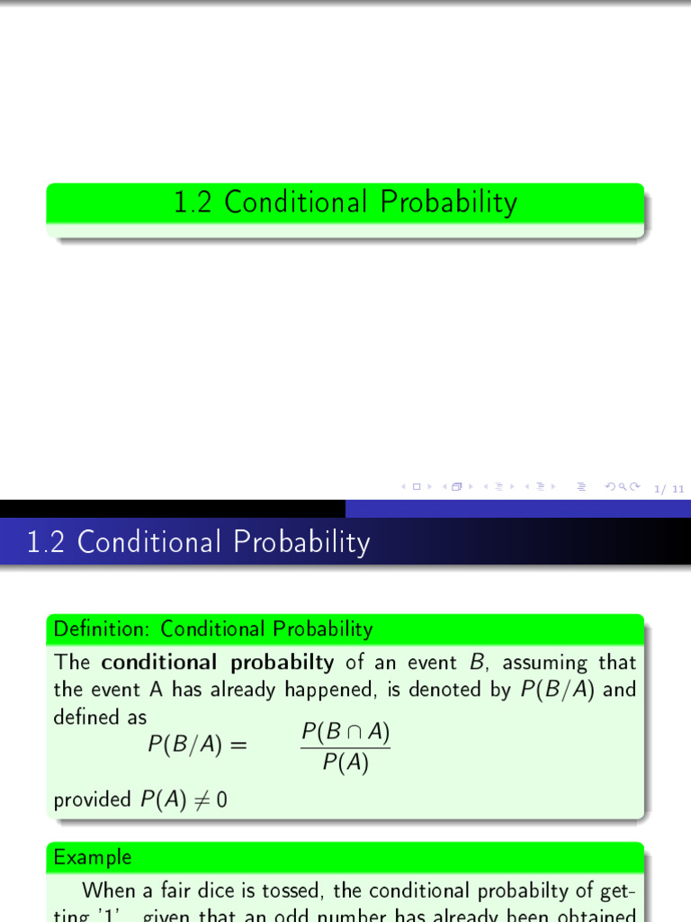 1.2 Conditional Probability - 1st Part | PDF | Odds | Probability Theory