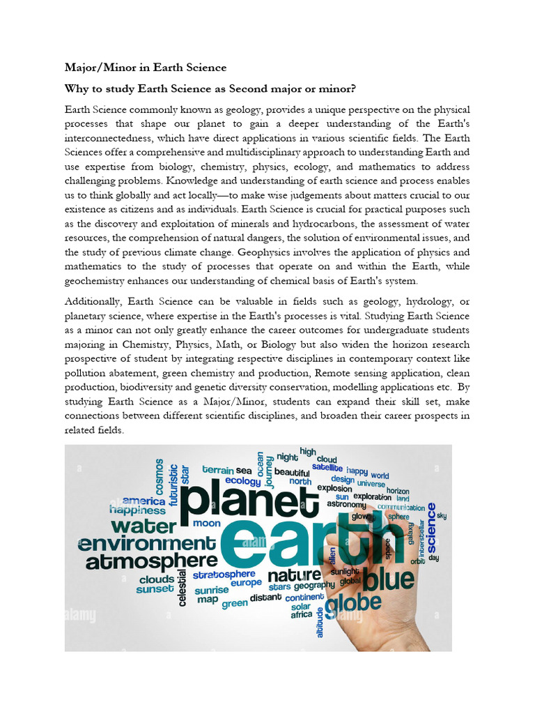 Benefits of Earth Science Minor/Major | PDF | Earth Sciences | Science
