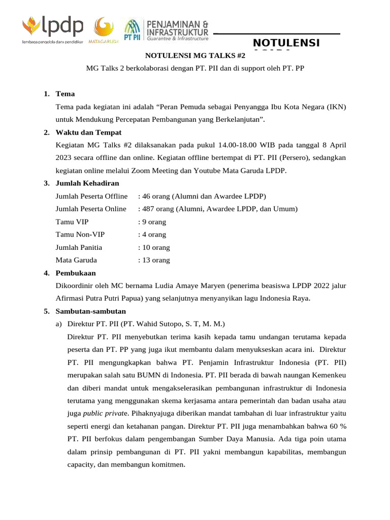 Notulensi MG Talks #2 | PDF