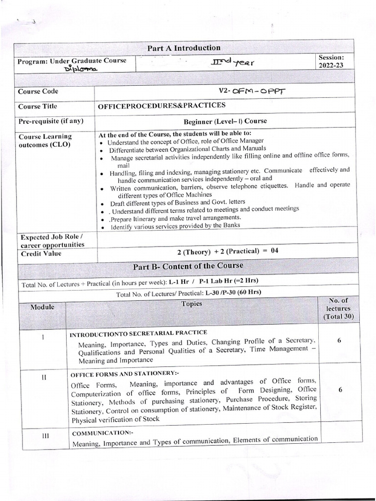 Office Procedures and Practices_0001 | PDF