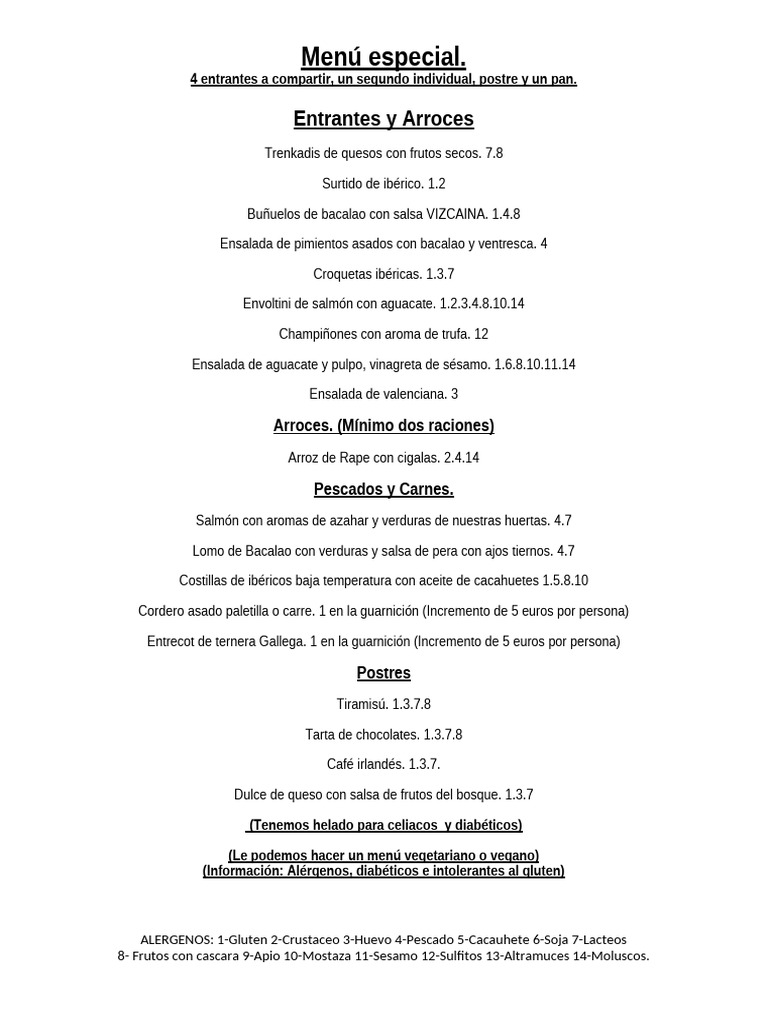 menu especial entrantes. | PDF