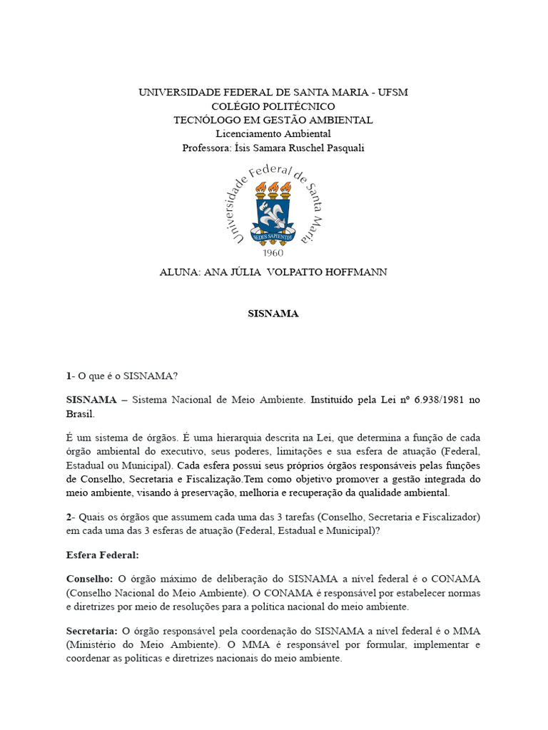 SISNAMA - licenciamento amb | PDF | Ambiente natural | Brasil