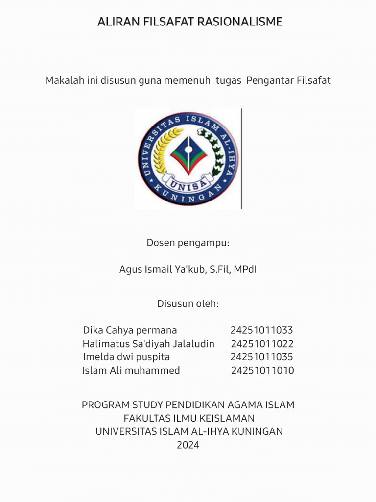 Filsafat Rasionalisme MK Pengantar Filsafat | PDF