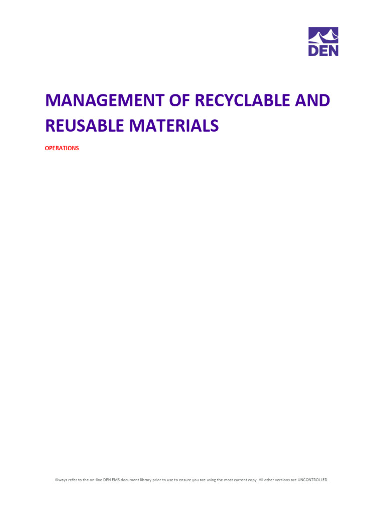 Management of Recyclable Materials Guide | PDF | Recycling | Waste ...