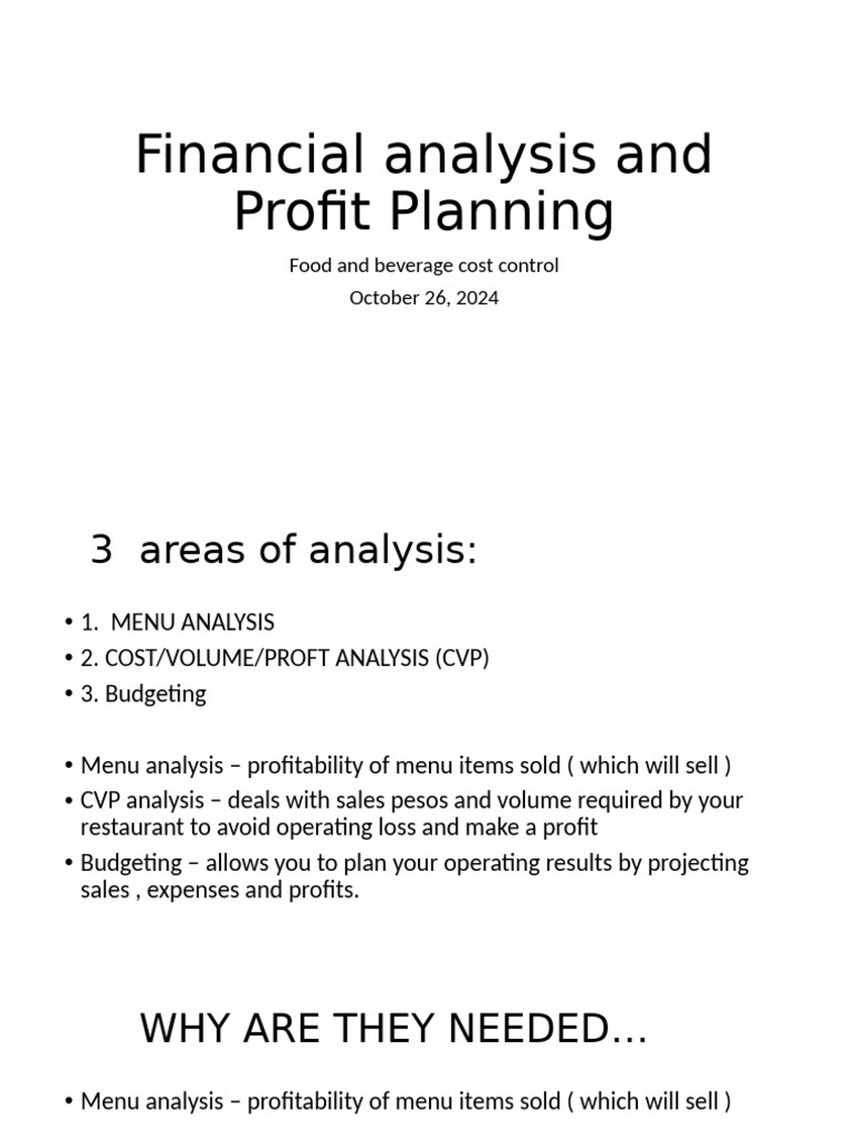 Cost Control Menu Analysis | PDF | Menu | Cost Accounting