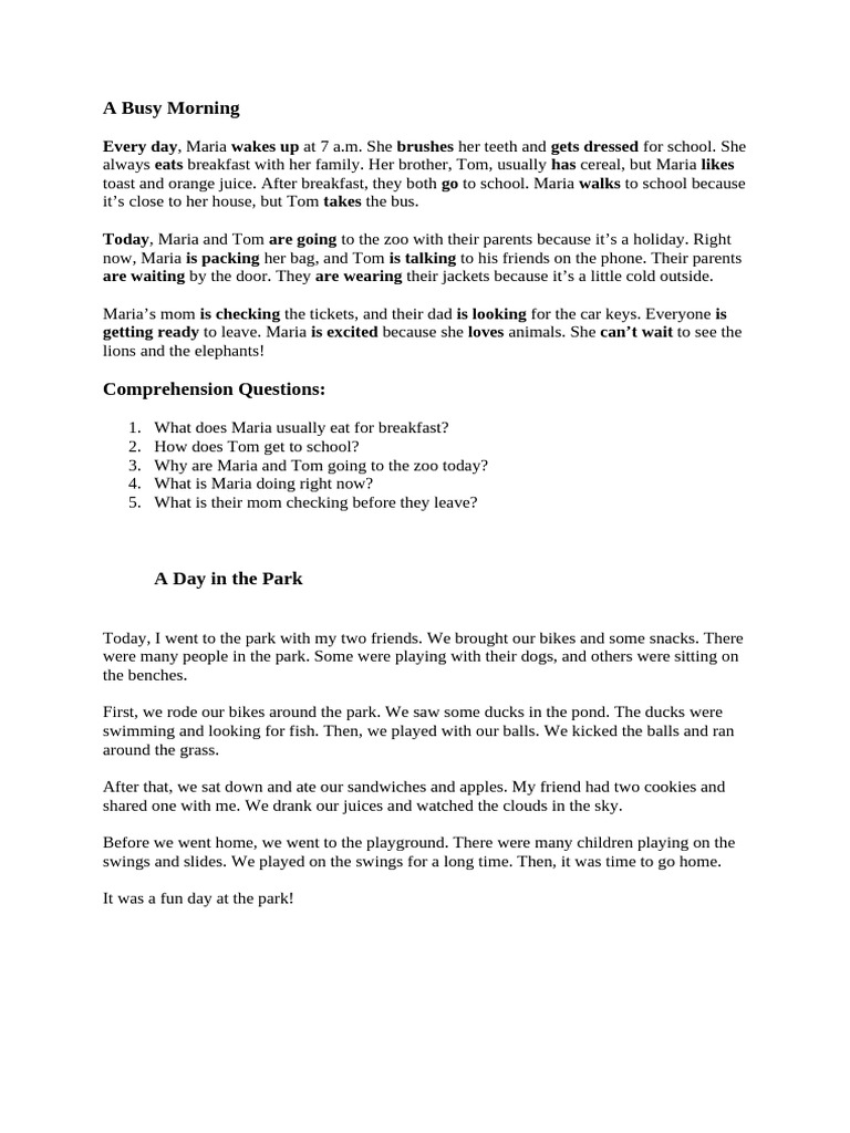 A1 Text Reading | PDF | Zoo