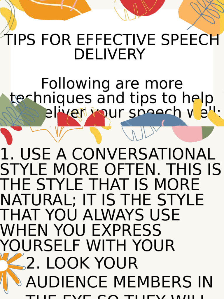 Effective Speech Delivery Tips | PDF