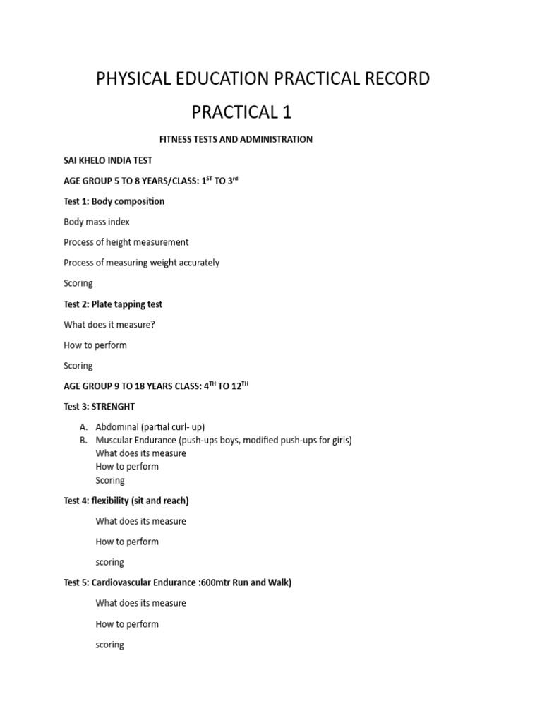 PHYSICAL EDUCATION PRACTICAL RECORD (2) | PDF