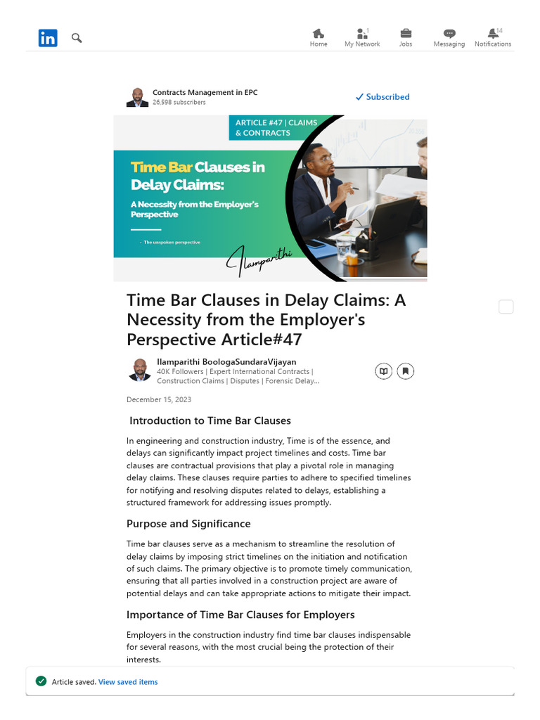 Time Bar Clauses in EPC Contracts Explained | PDF | Employment ...